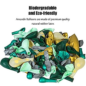 Amandir 151Pcs Jungle Safari Balloon Garland Kit, Metallic Green Gold Tropical Balloons Arch Artificial Palm Leaves for Animal Dinosaur Two Wild One Birthday Baby Shower Decoration Boys Party Supplies