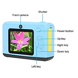 01 Small Camera, Dual Lens Digital Video Camera Multifunction with Anti-Lost Strap for Recording Videos for Taking Photos(Blue)