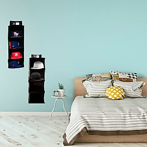 Homie Gear Wall Hanging Organizer, 4 Storage Case Racks - Closets Organization Storage System for Caps, Wallet, Shoes, Towel, Goggles, Scarves, Belt & More for Closets Items - (Black)