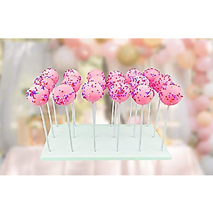 Wood Cake Pop Stand Display - 18 Hole Lollipop Holder, Candy or Sucker Stand for Dessert Table of Wedding, Shower, Birthday Party, White - Fit 5/32" (4mm) Lollipop Sticks