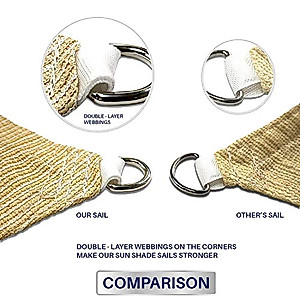 BELLE DURA 7'X13' Rectangle Sand Sun Patio Shade Sail Canopy Use for Patio Backyard Lawn Garden Outdoor Awning Shade Cover-185 GSM-Block 98% of UV Radiation-5Years Warranty