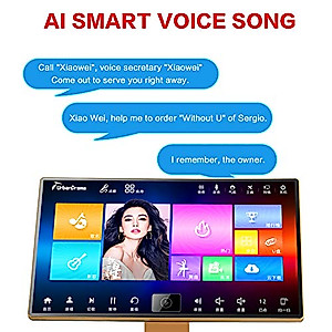 DIANXUN Karaoke Player with Wireless Microphone, 22'' Capacitive Touch Screen Intelligent Voice Keying Machine Real-time Score, Professional Karaoke System fit for KTV Bar Home Party