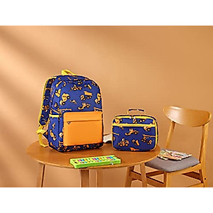 CAMTOP Backpack for Kids, Boys Preschool Backpack with Lunch Box Toddler Kindergarten Construction School Bookbag Set