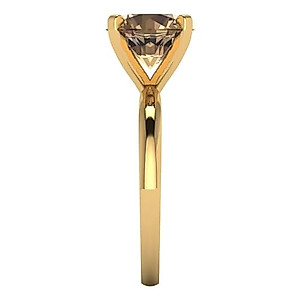 Clara Pucci 3.0 ct Round Cut Solitaire Brown Champagne Simulated Diamond Bridal Designer Anniversary Engagement Ring in 14k Yellow Gold