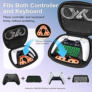 TiMOVO Controller Keyboard Carrying Case for PS5/PS5 Edge/Xbox Controller, PS5 Travel Case with Accessory Storage Holder, Hard Shell Protective Bag Fits PS5/Edge/Xbox Series X/S/One Controller, Black