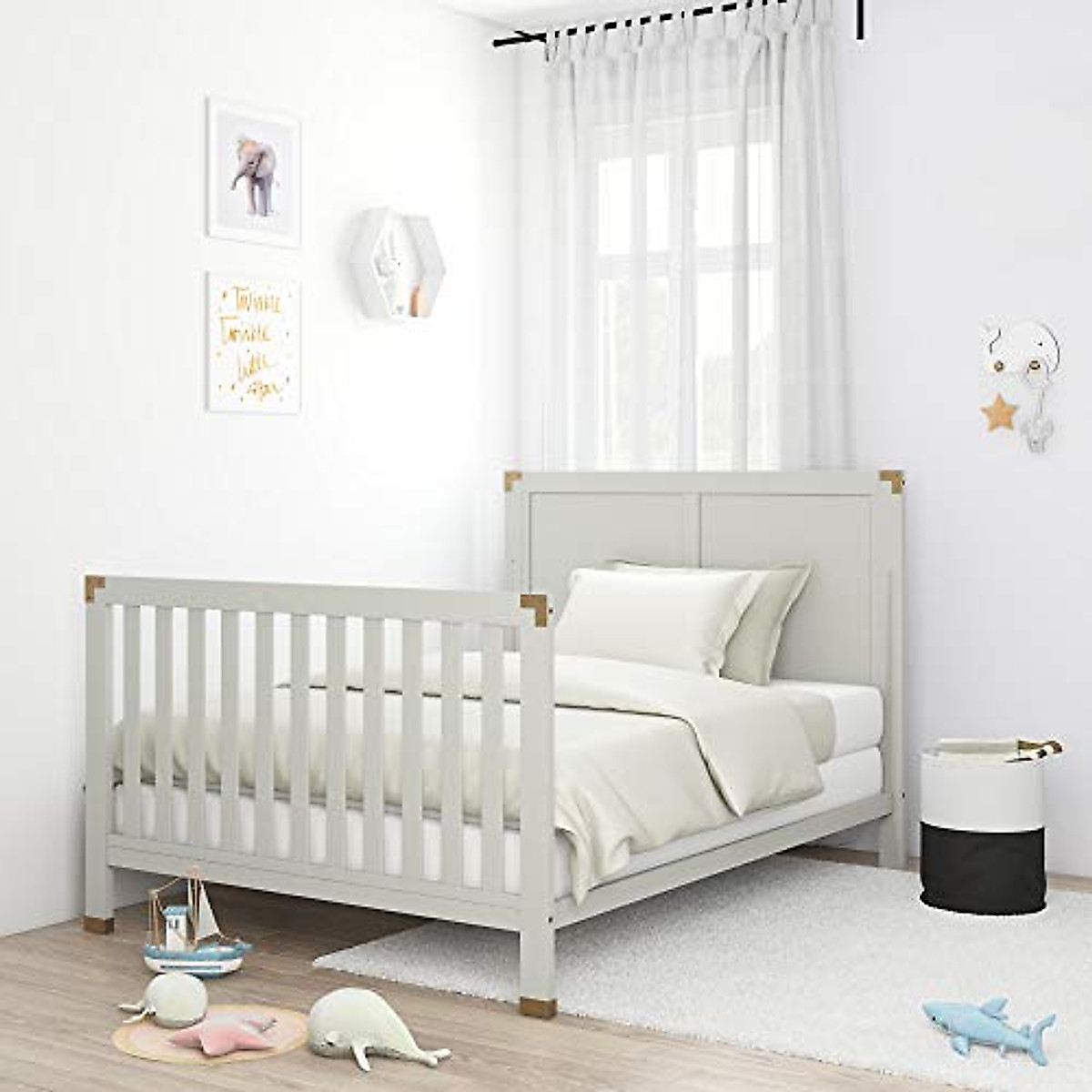 Baby Relax Mile 5-in-1 Convertible Crib, Soft Gray