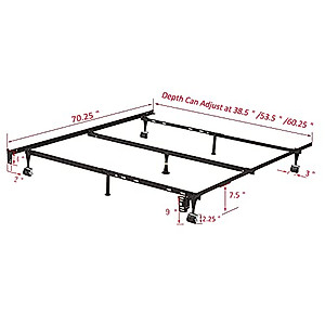 KB Designs – 7 Leg Adjustable Metal Bed Frame with Center Support Legs, Queen/Full/Full XL/Twin/Twin XL Beds & 7 Leg Heavy Duty Metal Queen Size Bed Frame with Center Support Legs
