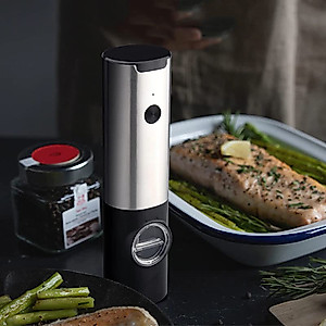 Electric Salt and Pepper Grinder Set, Rechargeable Powerful long Lasting Automatic Salt and Pepper Mill, Refillable Pepper Mill, Adjustable Coarseness, One Hand Operation By INKNA