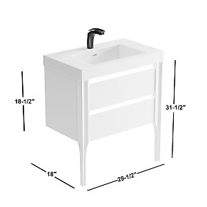 Dowell 023 01 LED 24&30" Water Proof Bathroom Vanity&Resin Sink Set 18" D (30")