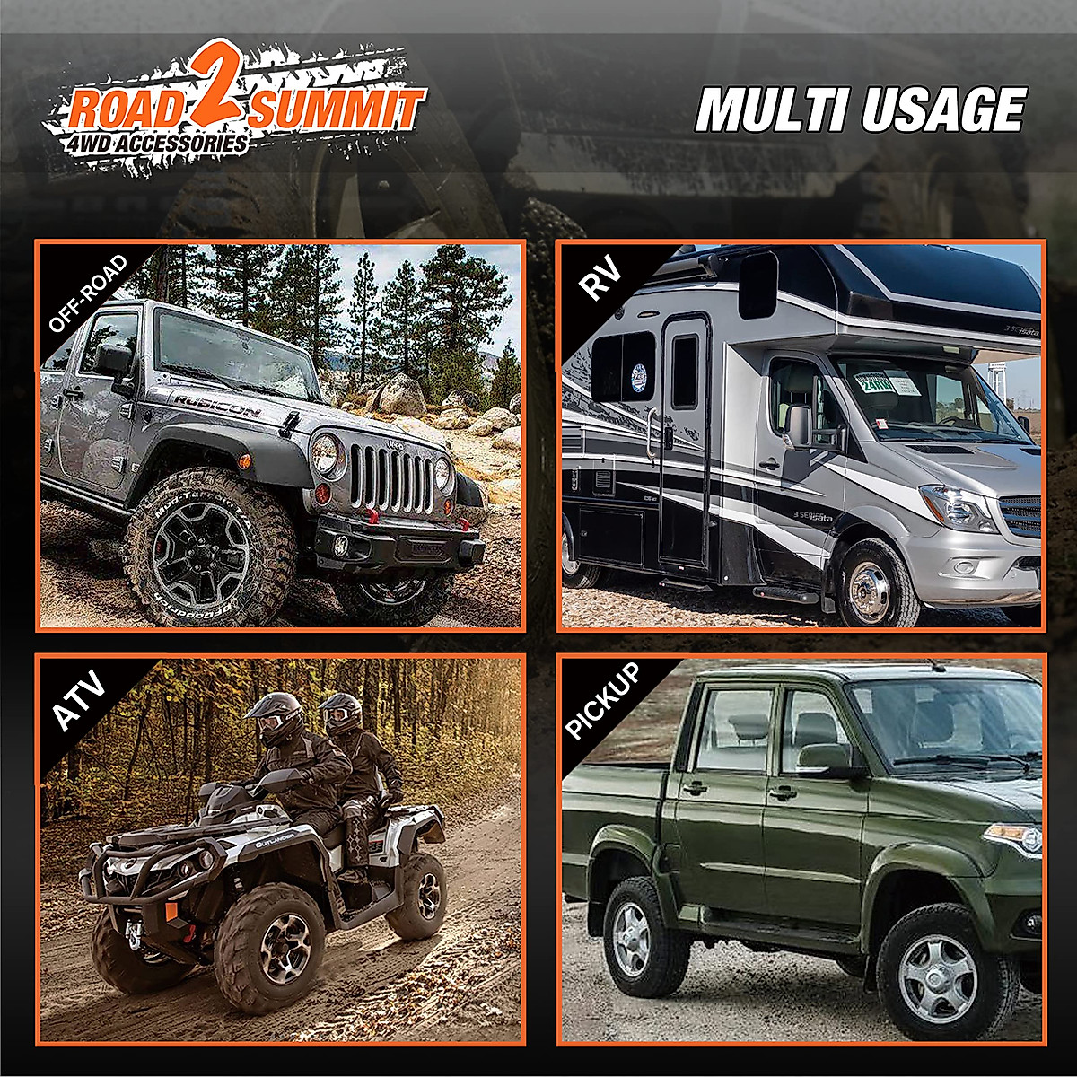 Heavy Duty Portable 12V Air Compressor Kit Inflate 6.35CFM (180L/ Min), Max 150PSI, Off-Road Air Compressor Kit for 4x4 Vehicle RV, Air Pump for ATVS Tire, for Car and SUV Tire, ROAD2SUMMIT