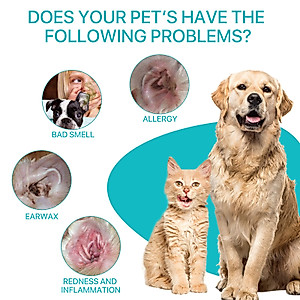 TIBLACK Removal Ear Powder for Pets, Dog Ear Cleaner, Removes Irritation, Itching and Infection, Reduce Ear Scratching and Head Shaking, Pets Ear Infection Treatment, Cleans & Remove Odors