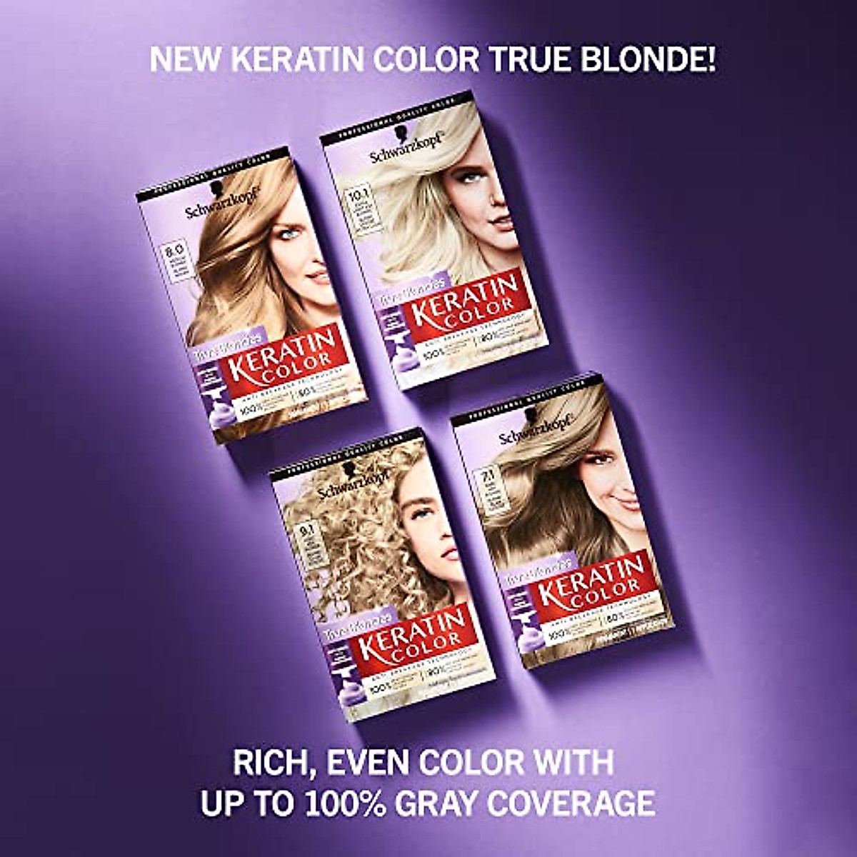 Schwarzkopf Keratin Color Permanent Hair Color Cream, 8.0 Medium Blonde