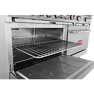 Kratos 60" Wide Commercial Gas Range with 6 Burners, 24" Wide Griddle, and Two Full Size Standard Ovens, Stainless Steel Range for Restaurants, 280,000 Total BTU Output, Natural Gas (29Y-046-NAT)