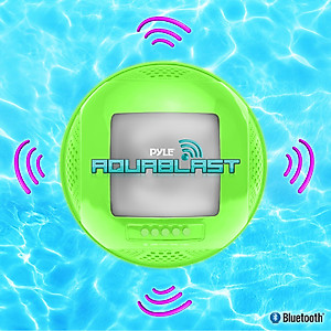 Pyle Portable Waterproof Floating Pool Speaker-Outdoor Wireless Bluetooth Compatible Rechargeable Battery Powered Shower loud Speaker System-USB Charger-iPod Android iPhone-Pyle PWR90DGN (Green)