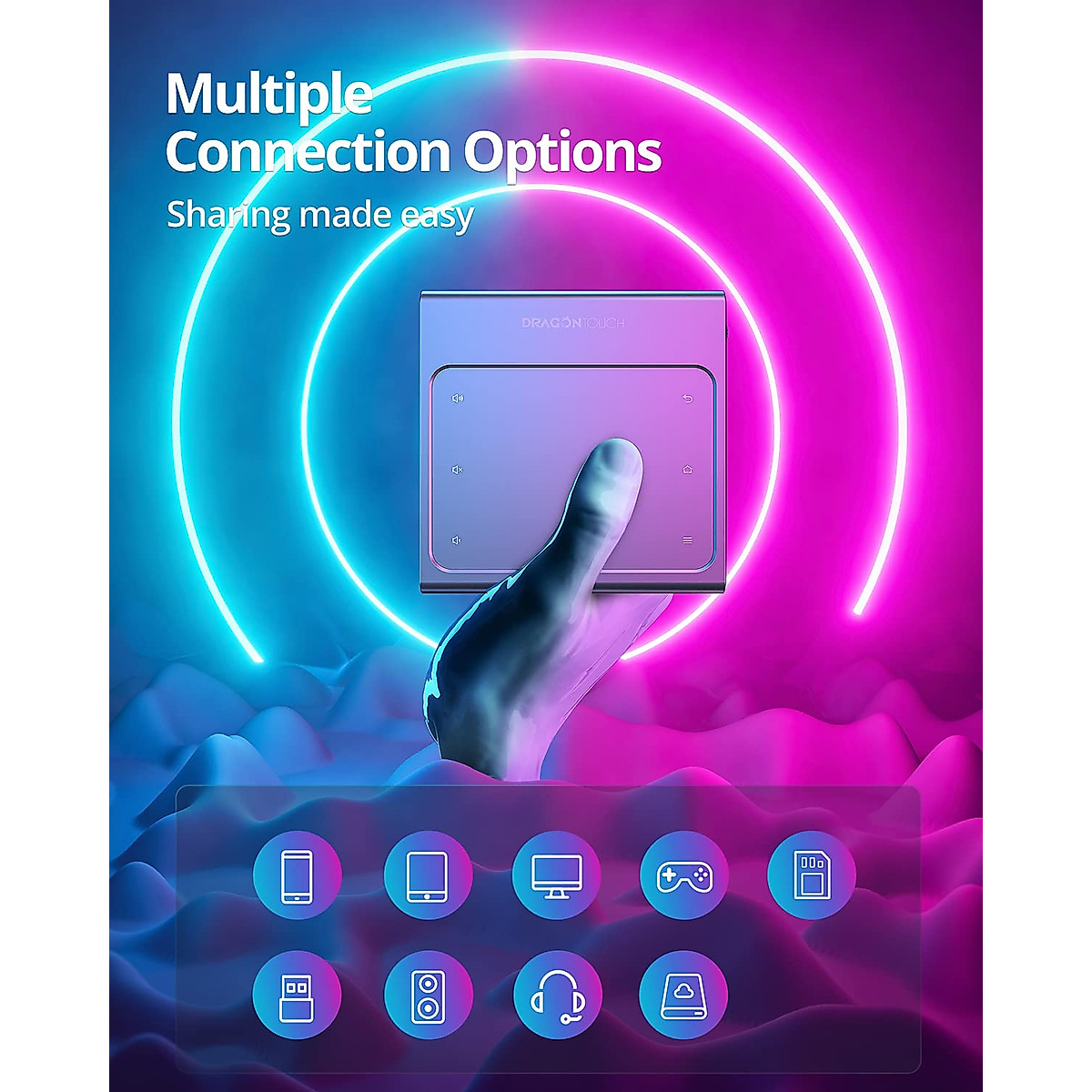 Mini Projector DLP - 5G WiFi Portable Pocket Projector with Tripod 1080P Movie Projector 150 ANSI Lumen, Built-in Android 7.1OS System