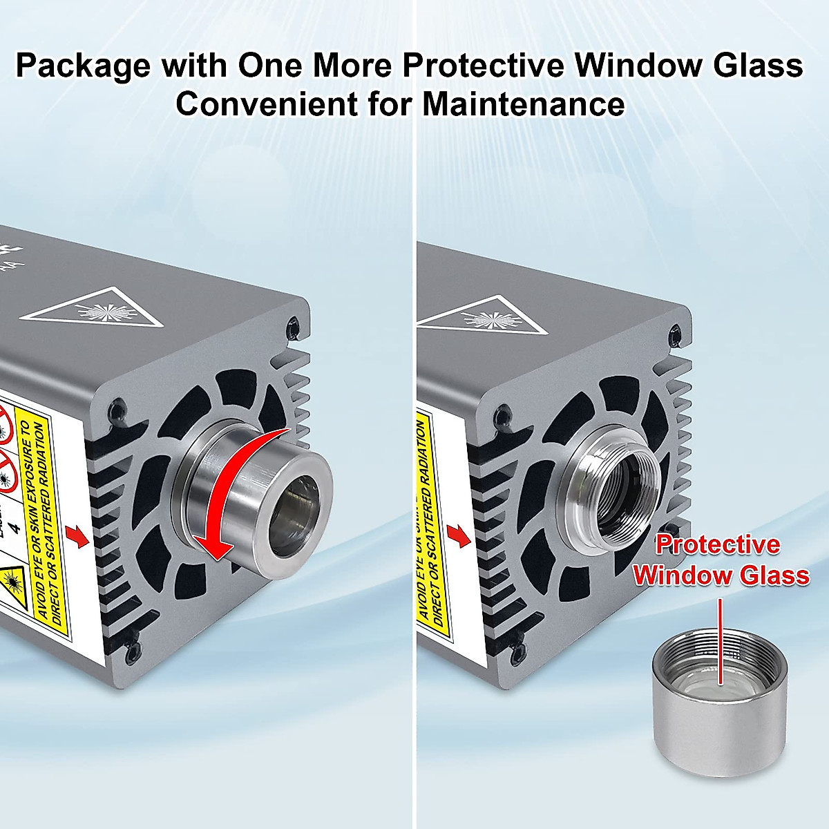 LASER TREE 40W Laser Module, 5W Optical Output Power Laser Cutter Module w/Metal Air Assist, Compatible with Laser Engraver Laser Cutter Machines CNC, 45mm Fixed Focus 12V