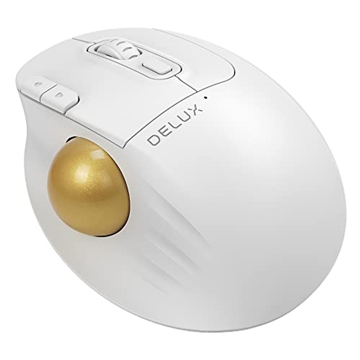 DeLUX Bluetooth Trackball Mouse, Wireless Ergonomic Rollerball Mouse with 2400DPI, Smooth Easy Thumb Control, 3 Devices Connection, Compatible for Windows, PC, Mac (MT1-White)