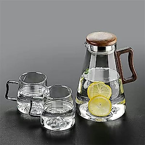 ZYJBM Clear Pot Water Storage Kettle Teapot Kettle Heat-Resistant Glass Home Living Room Bottle with 4 Cup and Tray