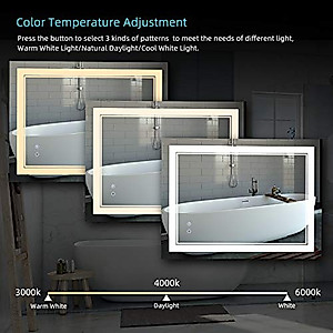 24" x 32" LED Bathroom Mirror Wall-Mounted Vanity Anti-Fog Mirror Dimmable Adjustable Light LED Makeup Mirror Vertical/Horizontal
