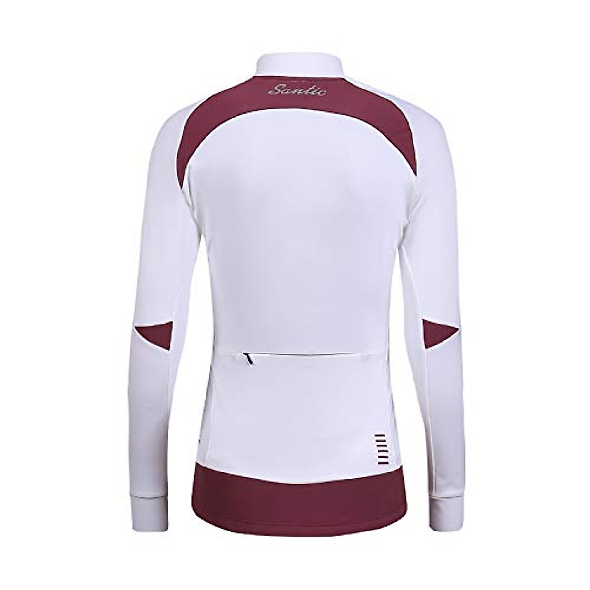 Santic Womens Cycling Jersey Long Sleeve Fleece Bicycle Jacket Full-Zip Riding Bike Shirt for Women with Pocket White XS