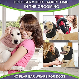 Generic Dog Ear Covers for Bath-Dog Quiet Ear Covers for Ear Protection-Calming Ear Muffs for Dogs/Cats- Hood for Anxiety Relief/Calming/Warm(Large), Black