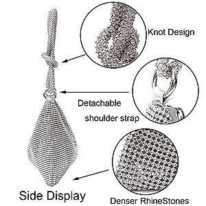 YDSIII, Rhinestone Purse Silver Purse Glitter Rhinestone Purse Crystal Evening Bag Clutch Handbag Party Club Prom Bling Wedding Purse