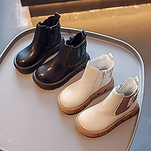 Kids Shoes Solid Color Short Boots Shoes Fashion Non Slip Breathable Nude Women Boots Dress Shoes with Buckles (Black, 8-9 Years Little Child)