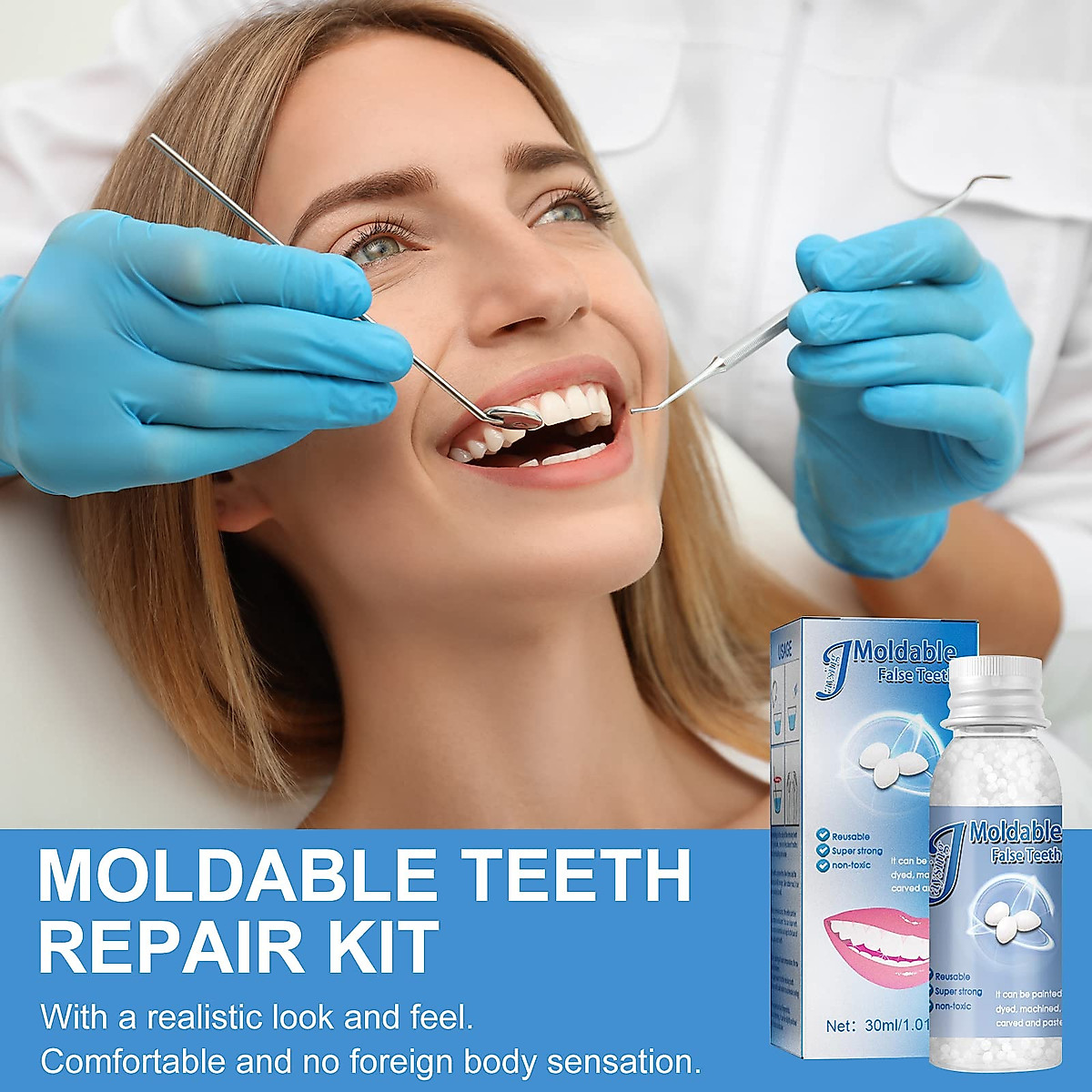 Tooth Repair Kit, Fake Teeth for Temporary Fixing The Missing and Broken Tooth Replacements