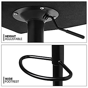 MoNiBloom Adjustable Bar Stools Set of 2 PU Leather Swivel Counter Height Modern Square Island Barstool with Back for Kitchen Counter Chairs, Blue