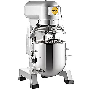 VEVOR Commercial Food Mixer, 10Qt Commercial Mixer with Timing Function, 450W Stainless Steel Bowl Heavy Duty Electric Food Mixer Commercial with 3 Speeds Adjustable, Perfect for Bakery Pizzeria