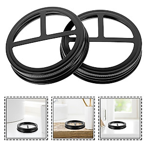 Alipis Mason Jar Bathroom Lids 2pcs Mason Jar Toothbrush Holder Lid Stainless Steel Toothbrush Cup Lids Rings Mason Jar Lid Bottle Cover Rings Apothecary Storage Jars Lids