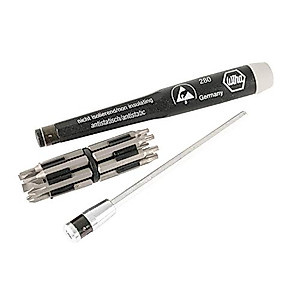 Wiha 75093 16 Piece System 4 ESD Slotted, Phillips and Torx Micro Bit Set