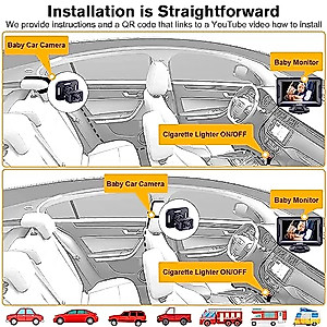 Baby Car Camera Rear Facing: HD 1080P Car Baby Monitor with Camera Wide View 360° Rotation Adjustable Backseat Camera Crystal Night Vision 3 Mins Easy to Install