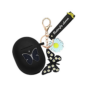 for Google Pixel Buds Pro Case Cover 2022 with Keychain, Cute Cartoon Butterfly Soft Silicone Skin Cover Shockproof Pixel Buds Pro Charging Earbuds Protective Accesorries for Women Girls Men (Black)