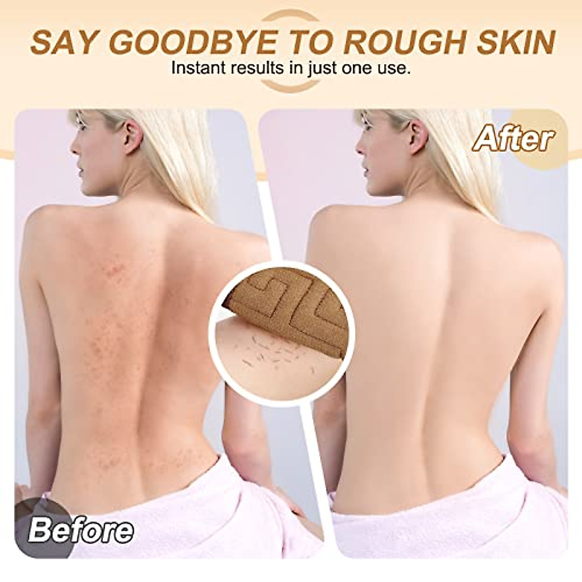 Exfoliating Back Scrubber for Shower, Double-Sided Back Scrub Washcloth with Handles, 38 Inches Body Exfoliator Bath Tool to Clean Your Body Deeply for Men & Women Skin Care (Yellow)