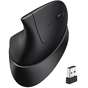 iClever Ergonomic Mouse, 2.4G Wireless Vertical Mouse with 4 Adjustable DPI, Silent Click, 7 Buttons, 3 Adjustable Tilt, Rechargeable Mouse Jiggler for Laptop, Desktop, PC, Computer, Windows 8/10/11