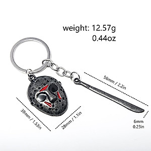 FunBoat Halloween Horror Jason Mask Keychain - Classic Horror Movie Costume Charm - Halloween Gifts for Women Men