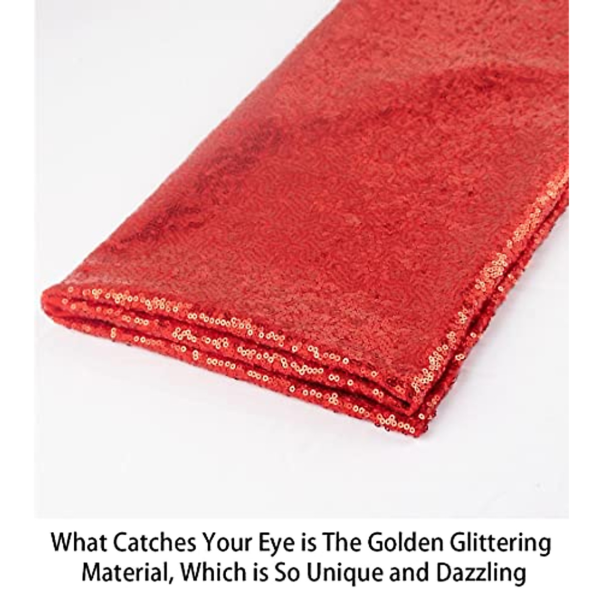 Sequin Fabric by The Yard 2 Yard Sparkly Fabric Mesh Sequins Fabric for Sewing Dress and Making Wedding Party Tablecloth Table Runner Decorations (2 Yard, Red)