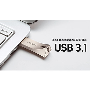 SAMSUNG BAR Plus 256GB - 400MB/s USB 3.1 Flash Drive Champagne Silver (MUF-256BE3/AM)