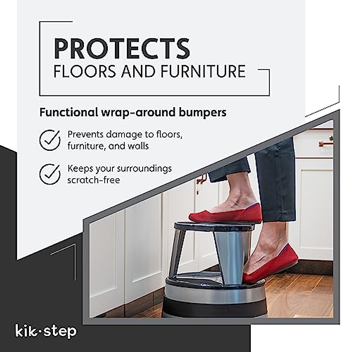 Cramer Kik Step Steel Step Stool - Two Step Stool, Holds 350 lbs (Black)