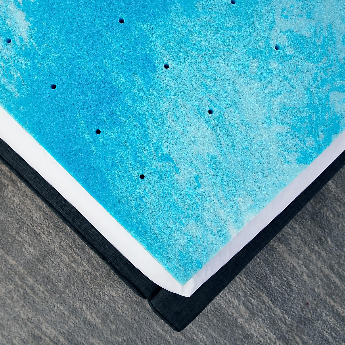 Bodipedic Memory Foam Mattress Topper, Gel Swirl Memory Foam, Ventilated Design, CertiPUR-US Certified Foam, Blue/White