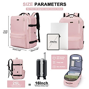BAFAMYE Travel 17" Laptop backpack personal item size,TSA Friendly Carry-on Backpack Airline Approved Women Men,Waterproof Durable Business Backpack with USB Charging Port,Weekend backpack-Pink