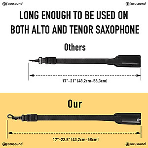 Focusound Upgraded Length Tenor Saxophone Neck Strap Soft Sax Leather Strap Padded for Alto and Tenor Saxophone