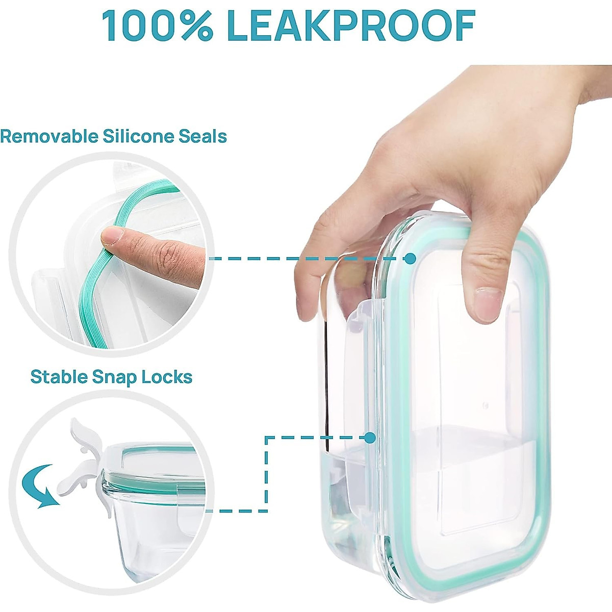 AISOON 18-Piece Glass Food Storage Containers with Lids, Meal Prep Containers,Leak Proof, Dishwasher Safe Glass Food,Oven/Microwave/Freezer Safe((9 Lids & 9 Containers)