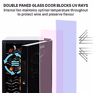 Koolatron Urban Series 20 Bottle Wine Cooler, Black Thermoelectric Wine Fridge, Freestanding Wine Refrigerator for Home Bar, Small Kitchen, Apartment, Condo, Cottage, RV