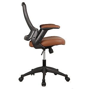 Techni Mobili Height Adjustable Arms Mid-Back Mesh Task Office Chair, 25" W x 25" D x 34-44" H, Brown