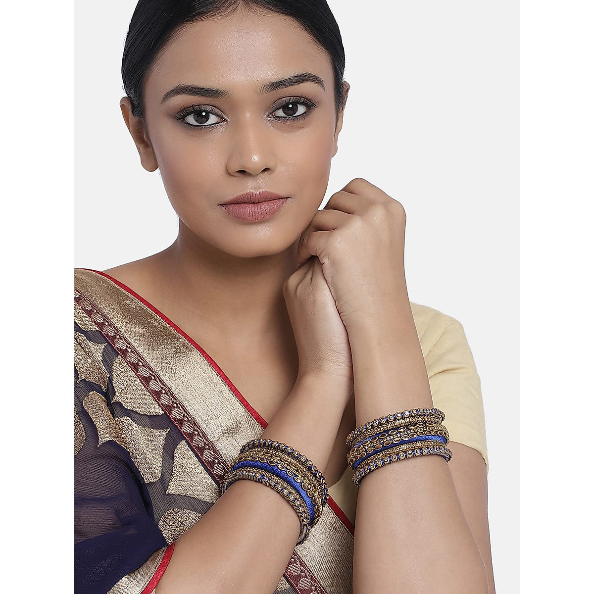 Aheli Silk Thread Faux Stone Studded Bangle Set Chuda Ethnic Indian Wedding Wear Fashion Jewelry Gift for Women