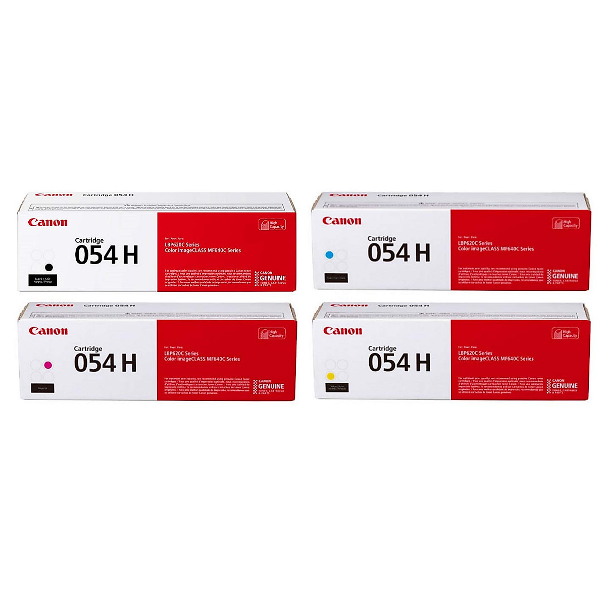 Canon Genuine 054 Complete 4-Color High Yield Toner Cartridge Set (CRG054HYCMYK)