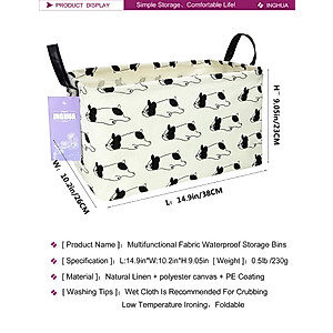 INGHUA Rectangular Storage Basket Fabric Organizer Bin for Toys,Books,Clothes,Gifts,Pets-Perfect for Home,Office,Nursery,Dorm,Shelf(Rec Bulldog)