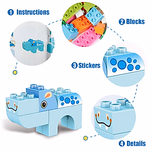 Animals Building Blocks Set, 122 Pieces Animal Building Toy Kit with Storage Box for Kids Ages 3 4 5 6 Years, Creative STEM Educational Preschool Toys for Toddlers Boys Girls Christmas Birthday Gift